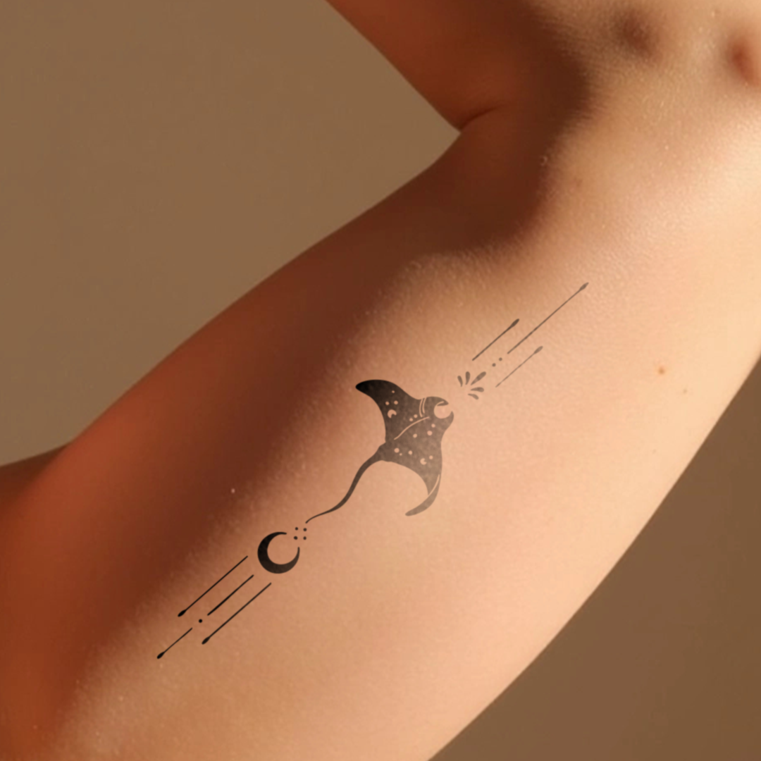 Manta Rochen Ornamente | 2 Wochen Temporäres Tattoo | Inkster